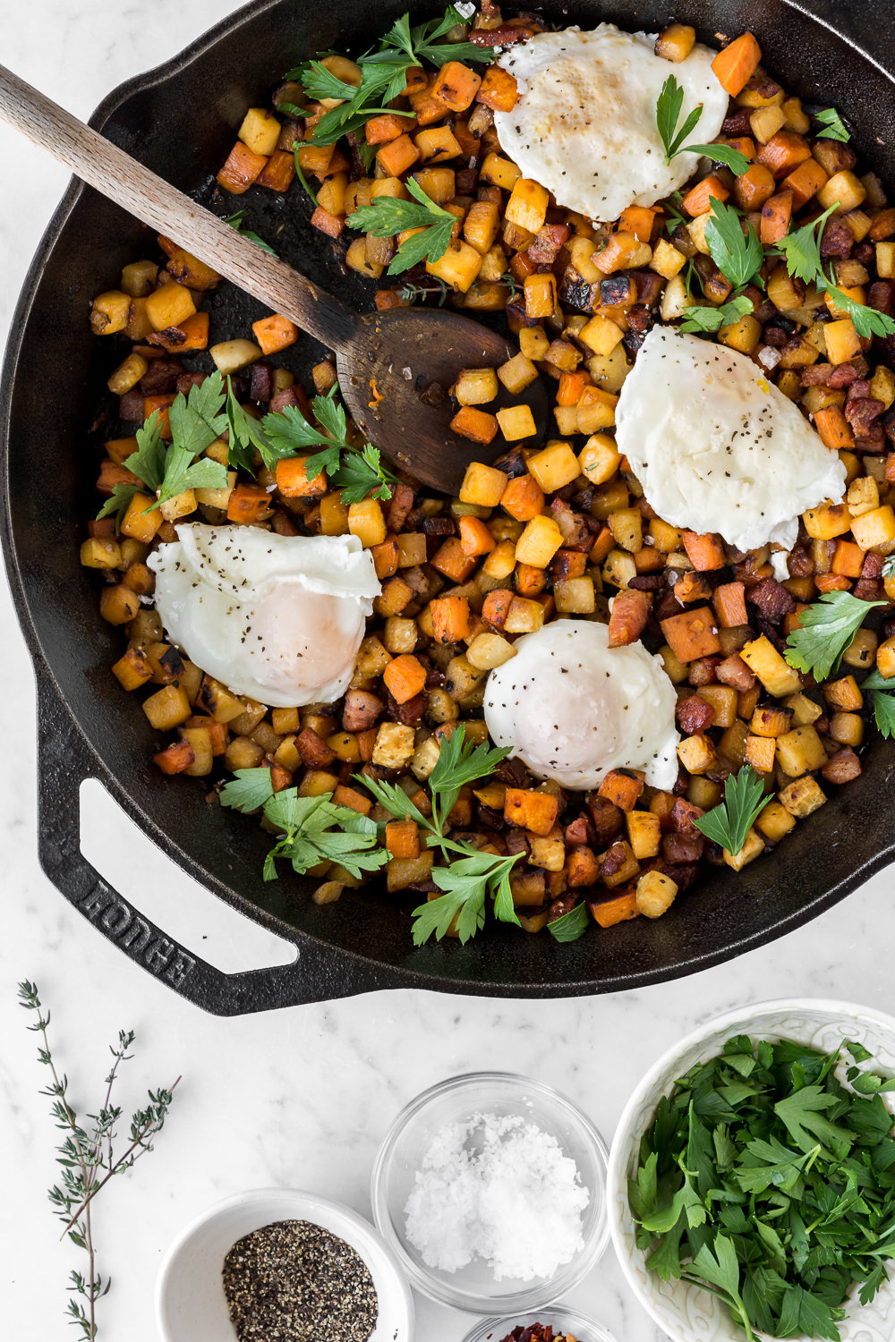 root vegetable hash with apples and pancetta | With Spice