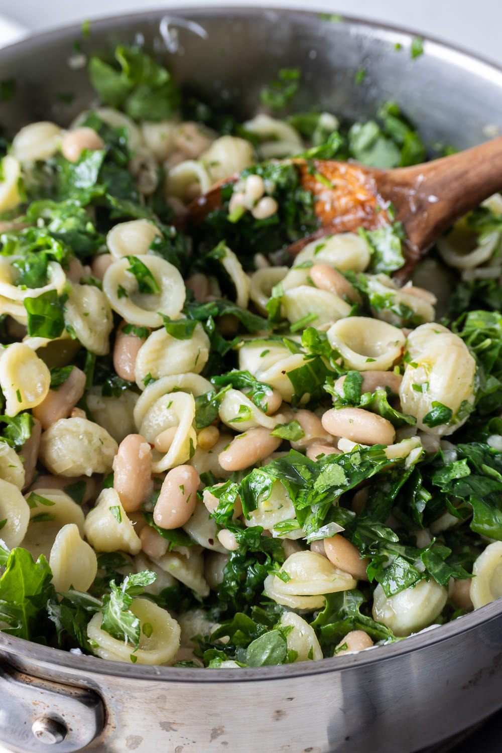 White Bean Pasta (Lemony, Garlicky, Full of Greens) | With Spice
